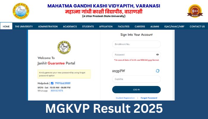 MGKVP Result 2025 Out at mgkvp.ac.in: Check BA, BSc, BCom, MA, MSc ...