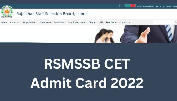 RSMSSB CET Graduation Level Admit Card 2022-2023 Download Link @rsmssb ...