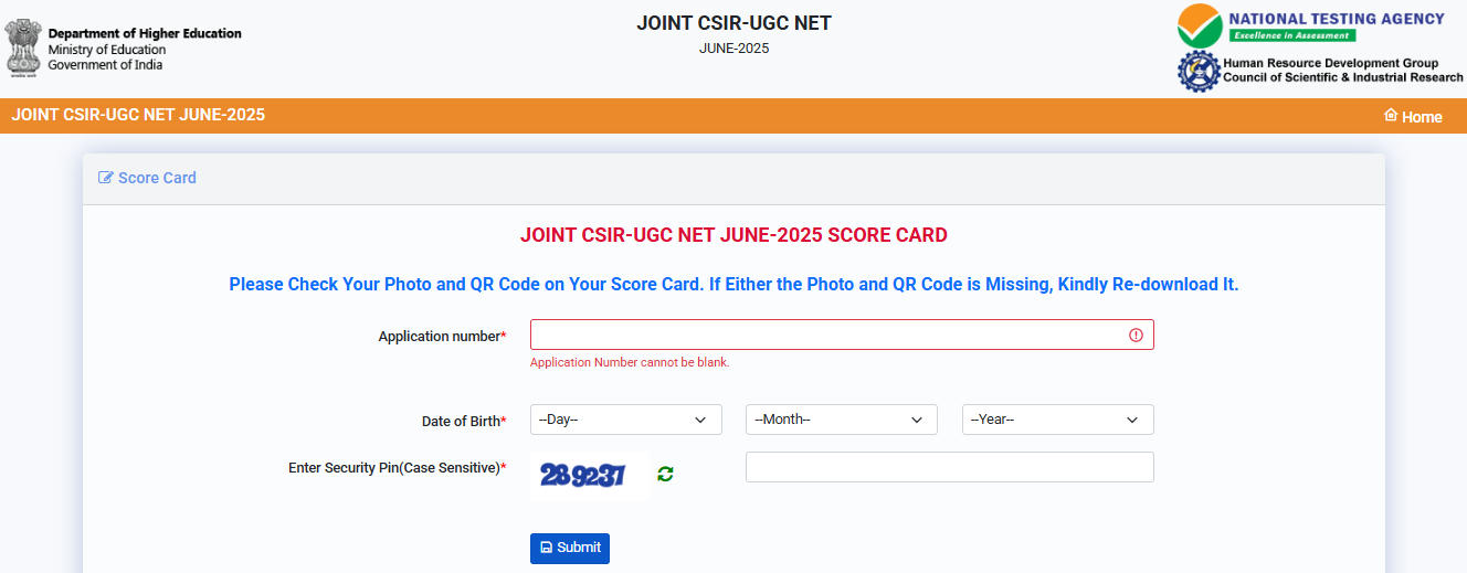 JOINT CSIR NET June 2025 Result Released @csirnet.nta.ac.in