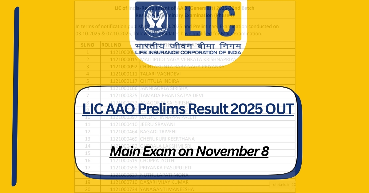 LIC AAO Prelims Result 2025 OUT; Updated @licindia.in: Get Direct Link ...
