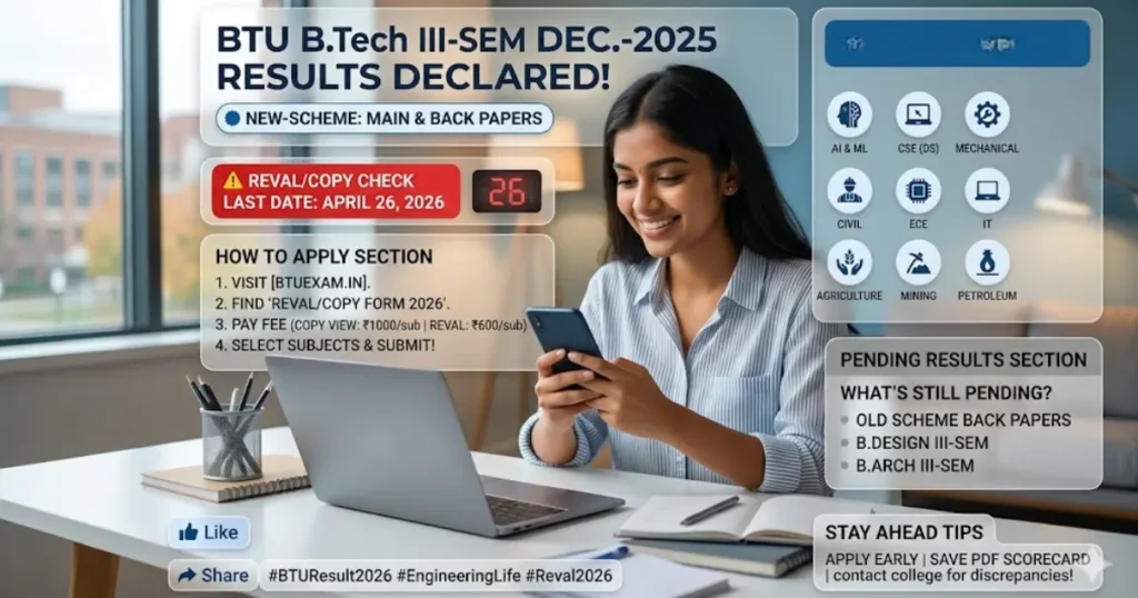 BTU B.Tech III Semester Result 2026: Main & Back Results Declared!
