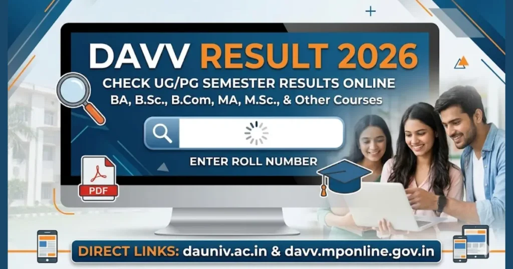 DAVV Result 2026: Check UG/PG Semester Results Online
